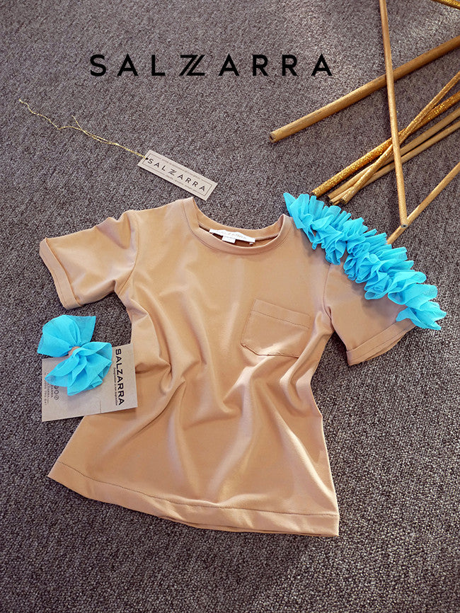 Toffee Wave Blouse Children's jersey blouse with ruffles – Salzarra ...